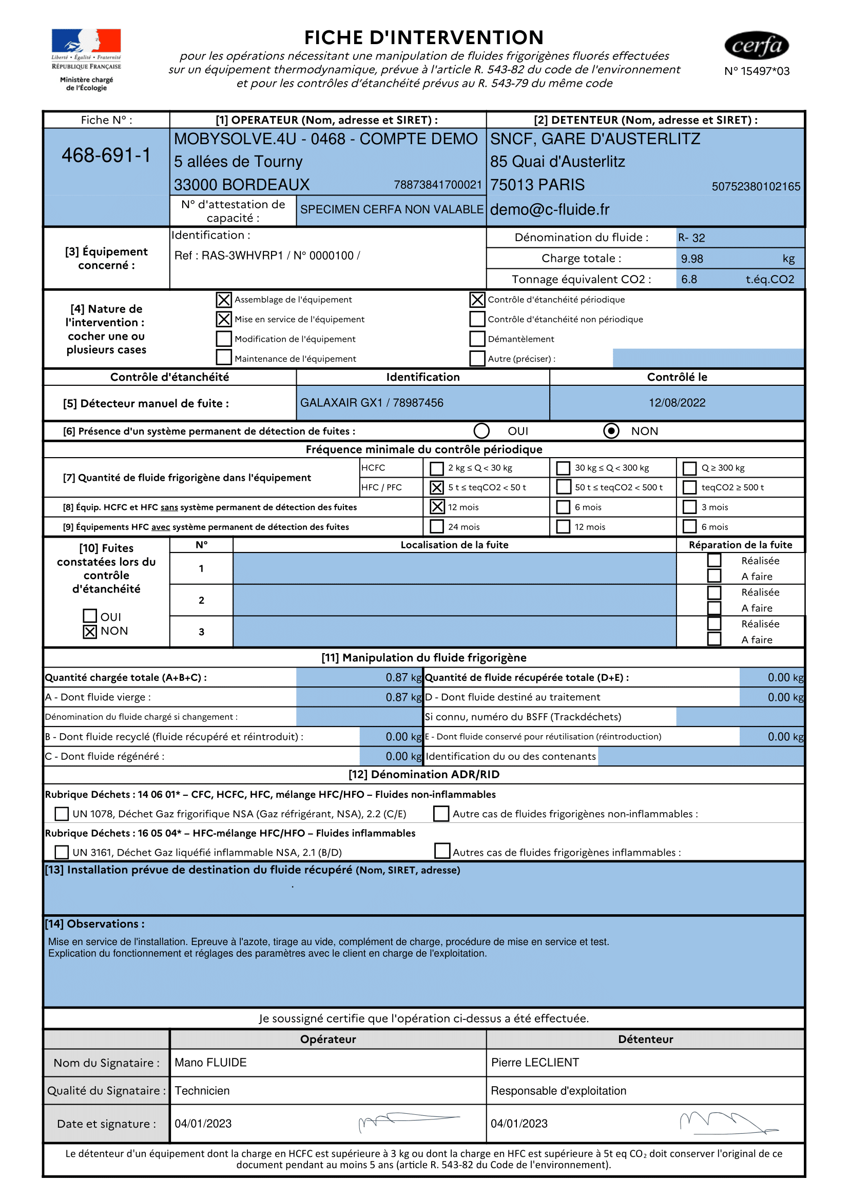 C'Fluide | L'application qui dématérialise les CERFA 15497